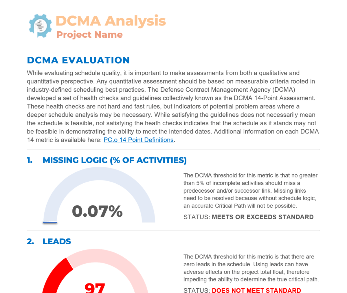 Understanding Schedule Analytics | DCMA – ProjectControls.online