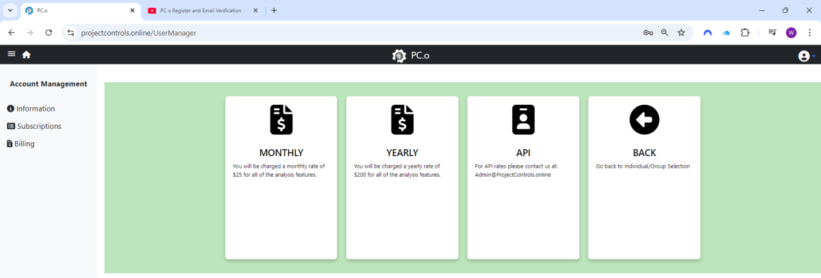 Managing Your Individual Subscriptions with ProjectControls.online – ProjectControls.online